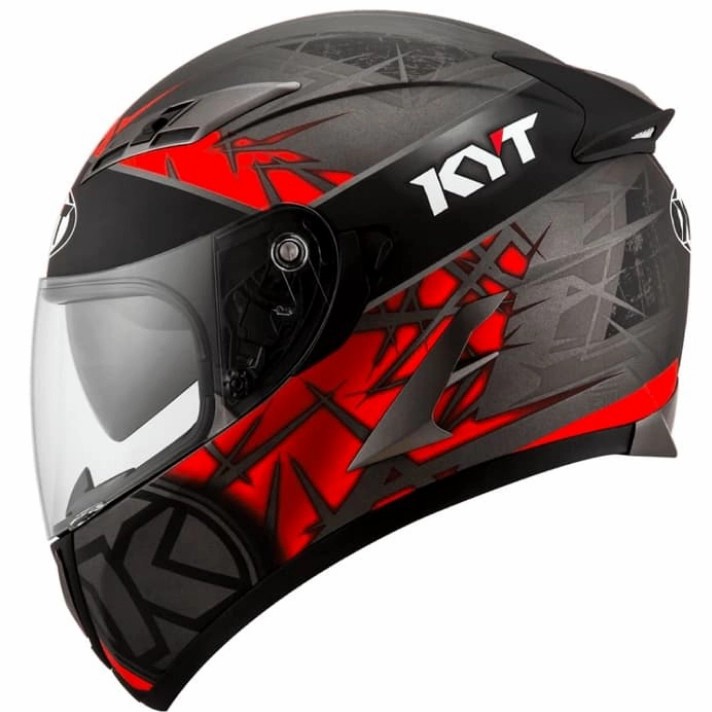 Jual Helm Full Face DOUBLE VISOR KYT FALCON FR GUN METAL SPIKE RED DOF ...