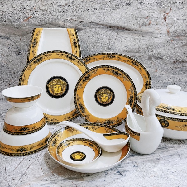 Jual [2] Dining Set Vrsace Coklat Peralatan Makan / Mangkuk Mangkok ...