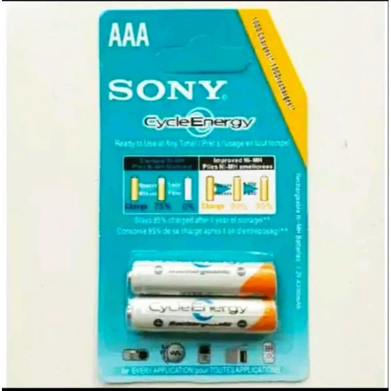 Jual Baterai SONY recharge cas AAA 4300mah CycleEnergy isi 2 bh ...