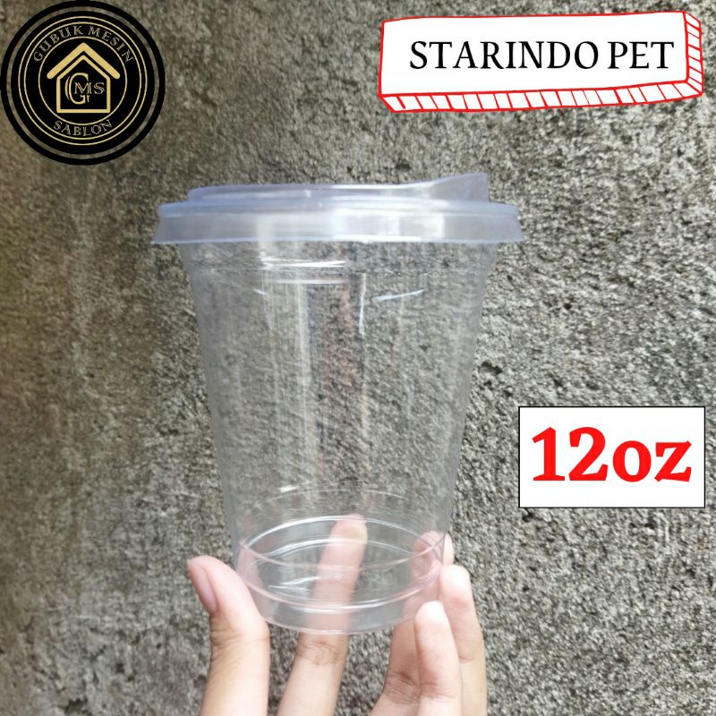 Jual Starindo PET 12oz Datar + Tutup Strawless | Shopee Indonesia