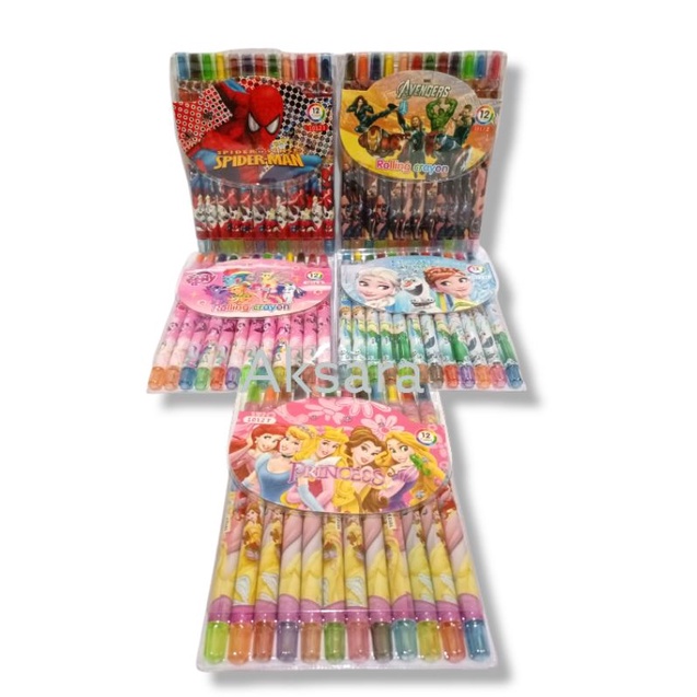 Jual SATU SET ( Isi 12 WARNA ) Rolling Crayon Crayon Putar Karakter 12 Warna Panjang | Shopee ...