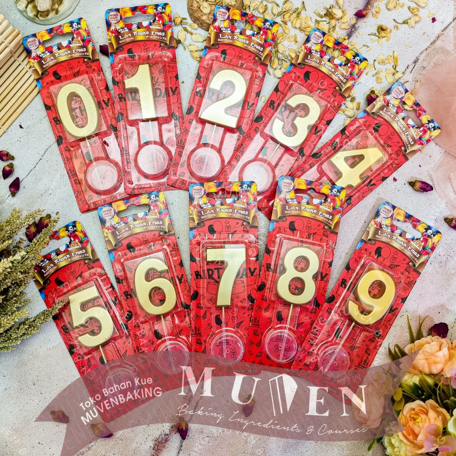 Jual LILIN ANGKA GOLD ULANG TAHUN / BIRTHDAY NUMBER CANDLE ULTAH ...