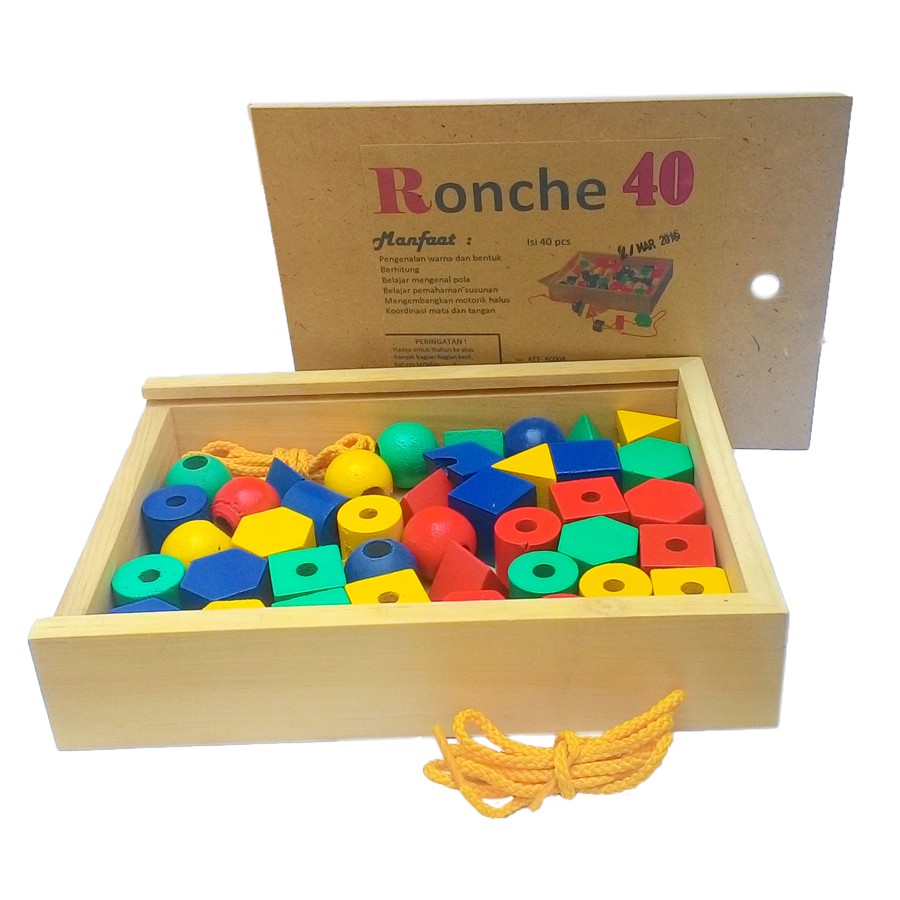 Jual Mainan kayu anak edukatif edukasi balok warna ronche geo 40 ...