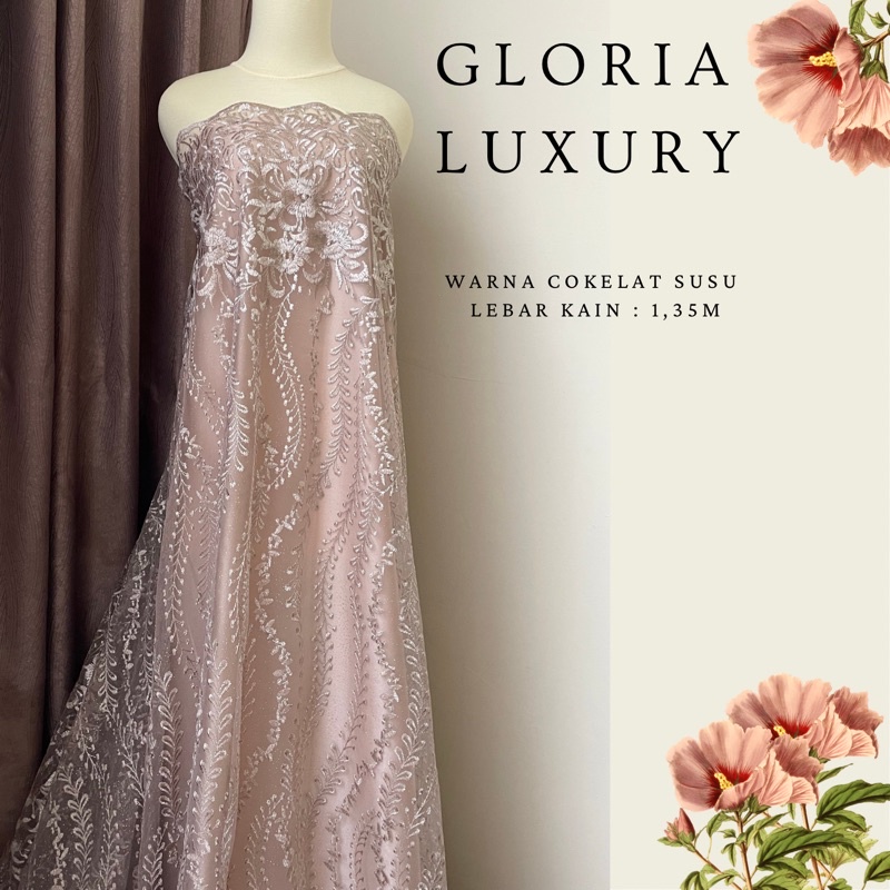 Jual Bahan Kebaya Brokat Brukat Premium Tile Tulle Bordir Gloria Luxury ...
