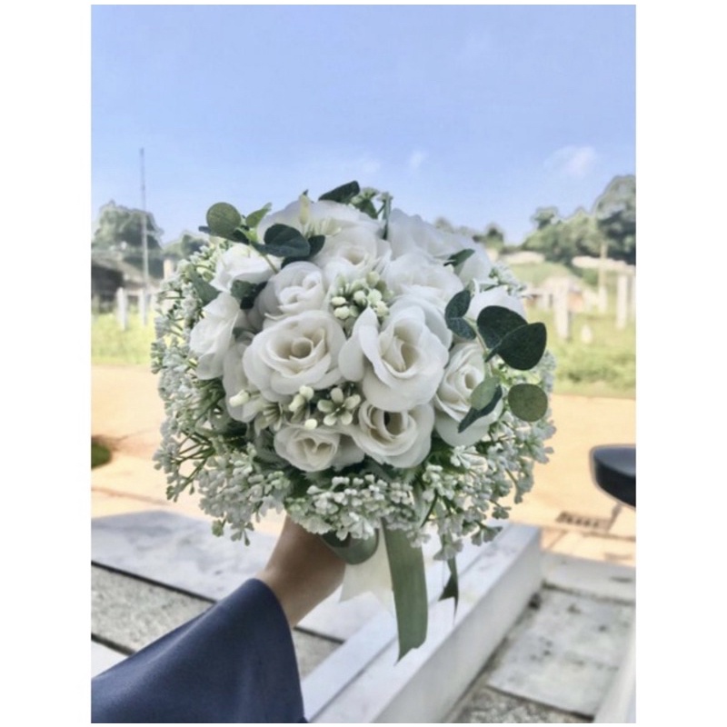 Jual Wedding hand bouquet buket bunga kering warna pastel korean style ...