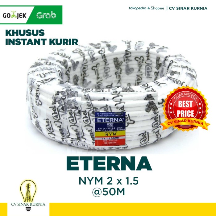 Jual Kabel Listrik ETERNA NYM 2x1.5 2x1,5 2 x 1.5 2 x 1,5 roll @50m SNI | Shopee Indonesia