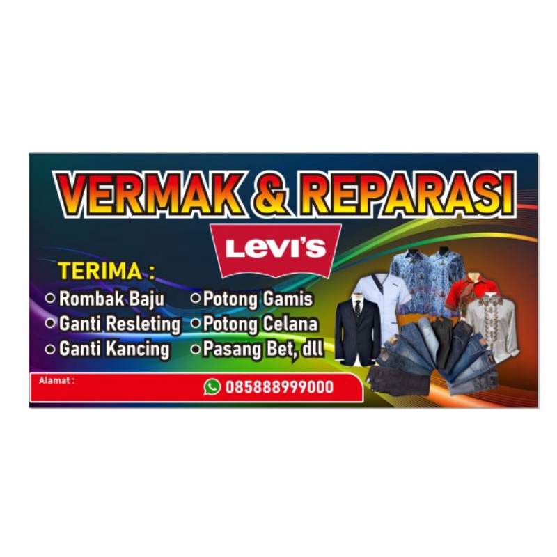 Jual Spanduk Vermak levis/banner Vermak levis/revarasi 2x80 | Shopee ...