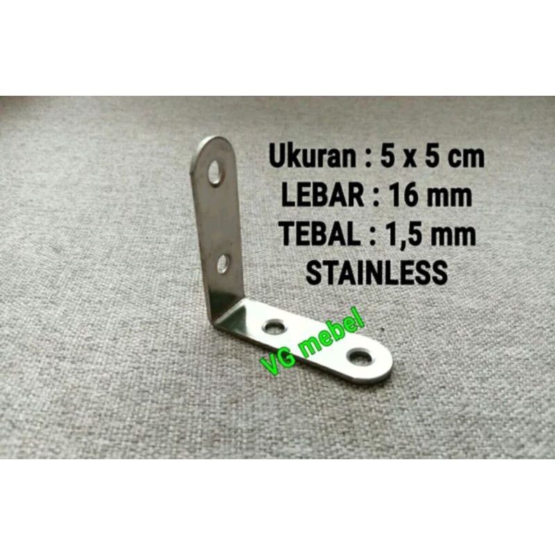 Jual Siku L 5 x 5 cm Stainless Steel - Plat Siku Rak 50 x 50 mm ...