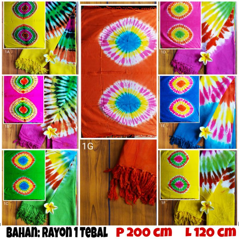 Jual KAIN PANTAI TEBAL TIE DYE IKAT RUMBAI PREMIUM BALI, MOTIF 1A ...