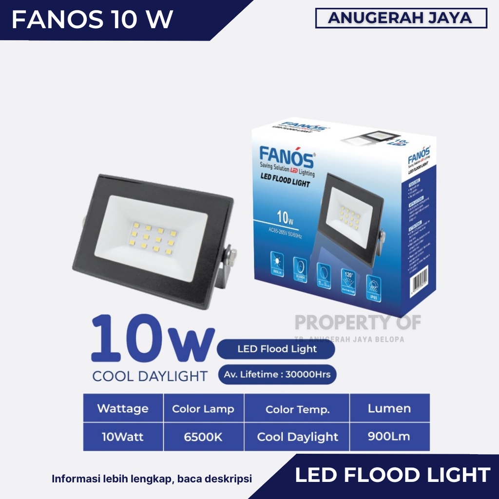 Jual FANOS Lampu LED FLOOD LIGHT 10 Watt Putih/White | Shopee Indonesia