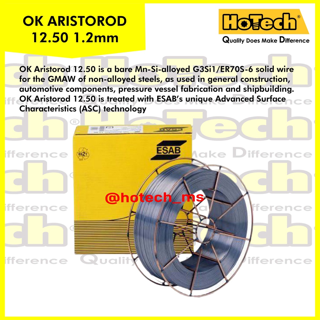 Jual ESAB OK AristoRod 12.50 ER70S-6 Size 1.2mm x 20 Kg GMAW Mig Kawat ...