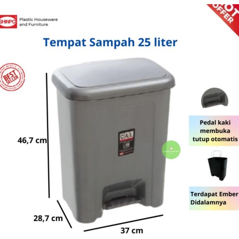 Jual Tempat sampah segi Shinpo 25 liter (injak)/Tong sampah injak ... Jual Tempat sampah segi Shinpo 25 liter (injak)/Tong sampah injak ...