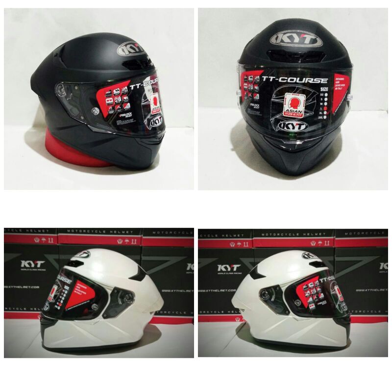 Jual helm kyt tt course black doff / kyt tt course white solid / KYT ttc | Shopee Indonesia