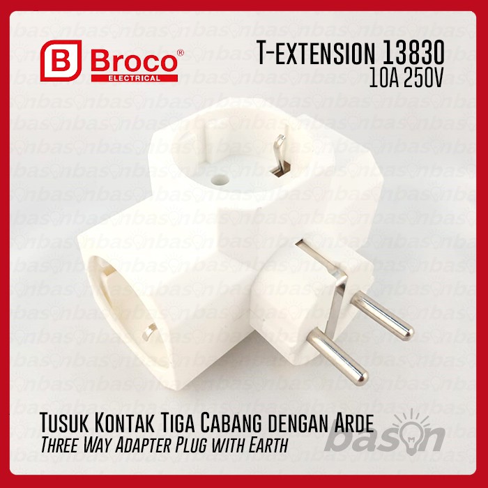 Jual BROCO 13830 STD 3-Way Adapter Plug White - Steker T Arde | Shopee ...