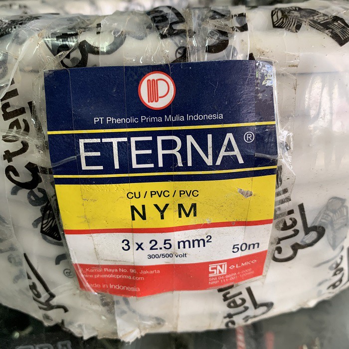 Jual Kabel Listrik Asli Tembaga NYM ETERNA 3 x 2.5 mm 3 x 2,5 mm 3x2.5 3x2,5 50m 50meter 50 ...