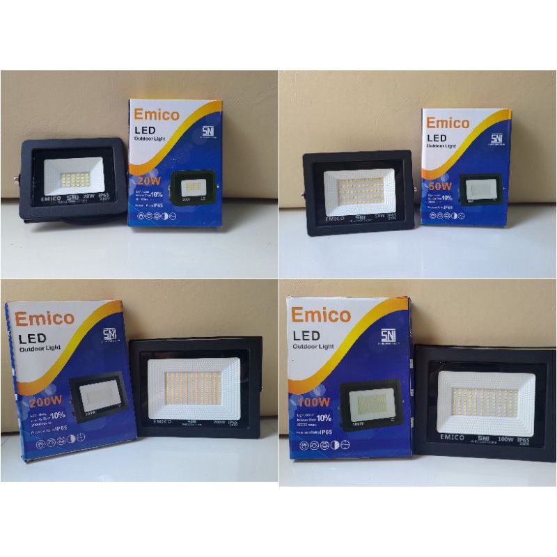 Jual Original & murah Lampu Sorot LED EMICO outdoor IP65 20 watt 50 watt 100 watt 200 watt lampu ...