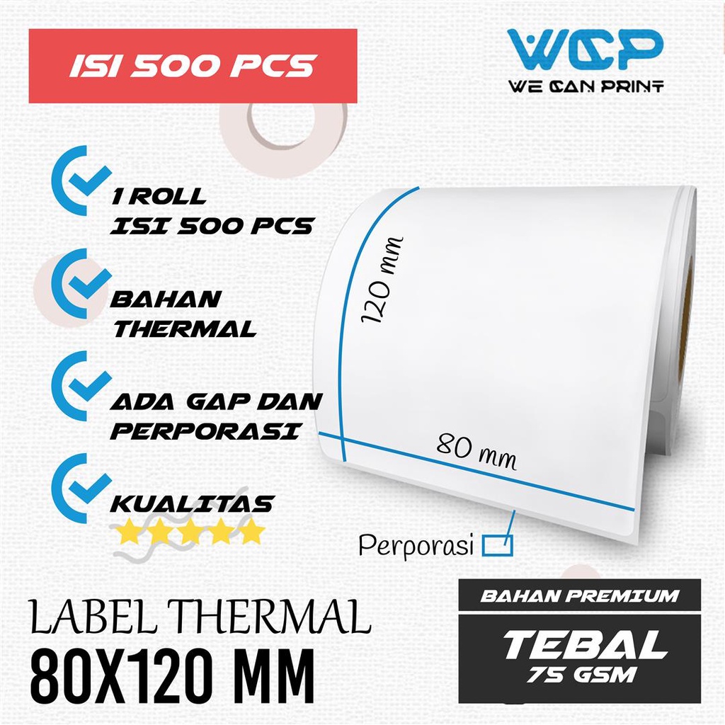 Jual Label Barcode Direct Thermal 80x120 Kertas Sticker 80 x 120 core 1" isi 500 pcs | Shopee ...