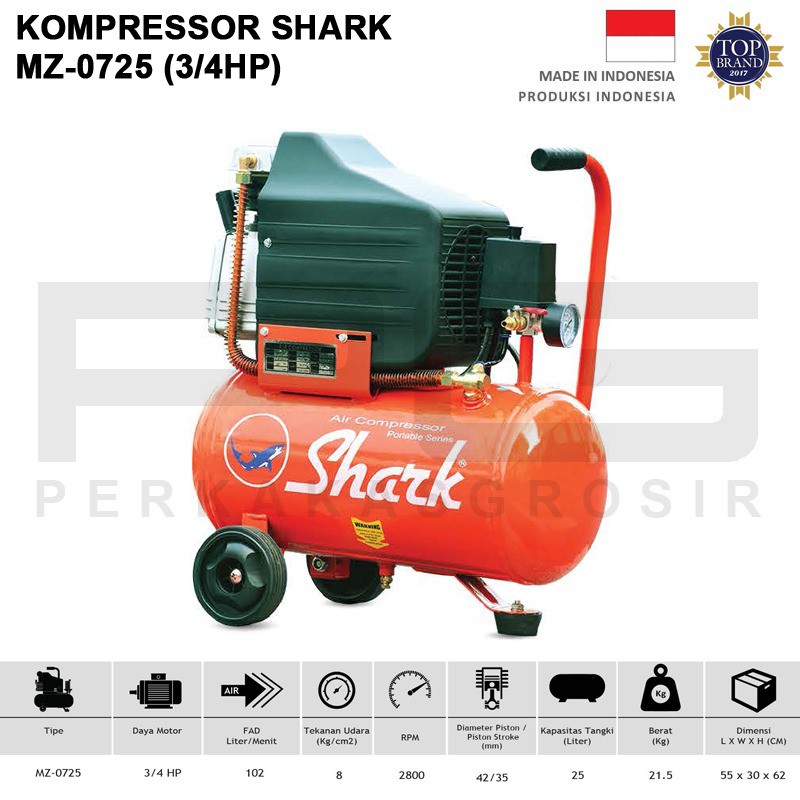 Jual Kompressor SHARK 3/4 HP 25L Air Compressor Direct Drive MZ-0725 | Shopee Indonesia