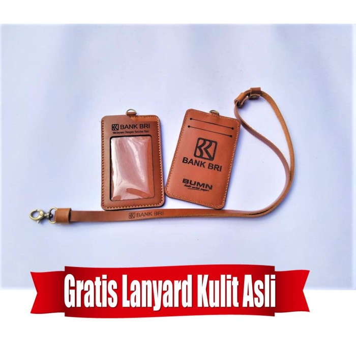 Jual Id Card - Name Tag Id Card Holder Bank Bri Kulit Asli Bonus Tali ...