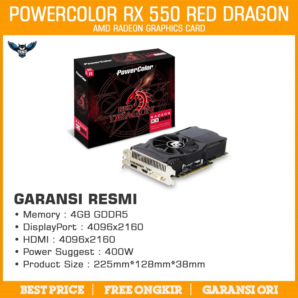 Jual POWERCOLOR RX 550 RED DRAGON 4GB DDR5 VGA CARD RADEON | Shopee Indonesia