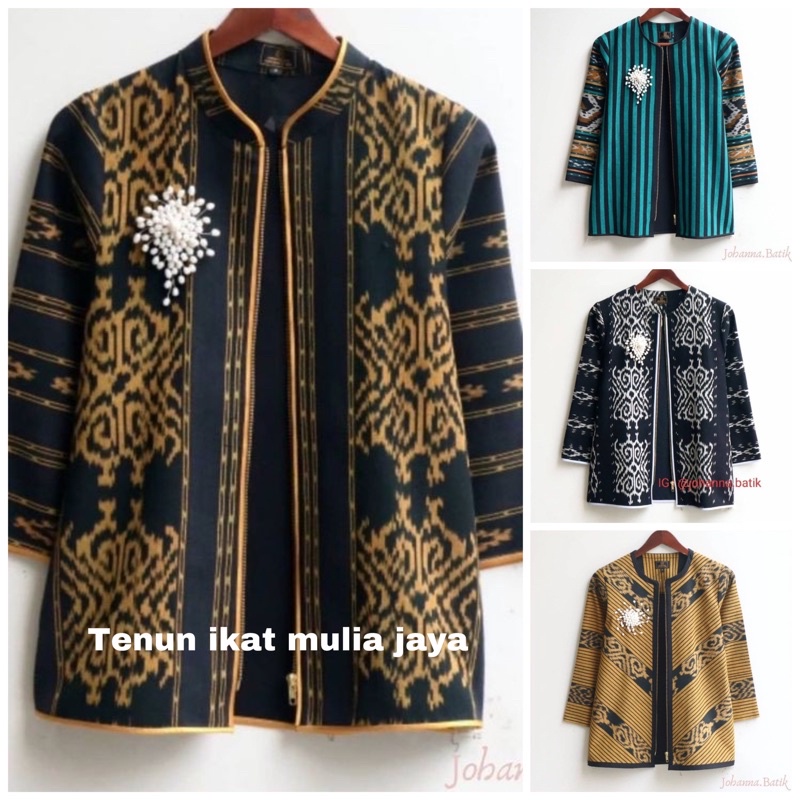 Jual blouse blazer batik tenun rote lasem resleting jaket 4 warna ...
