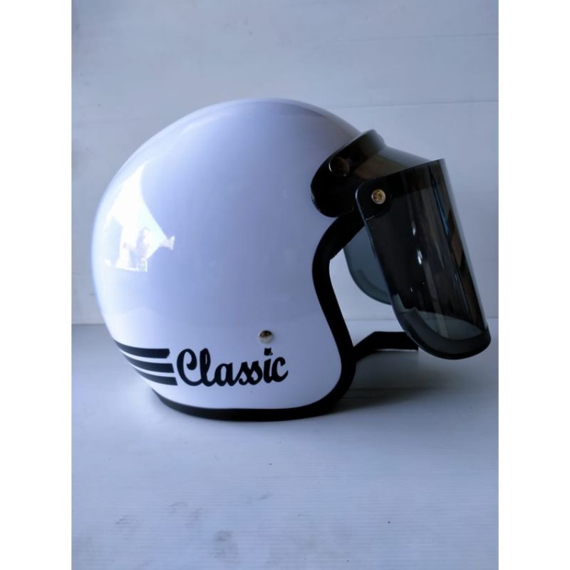Jual HELM BOGO DEWASA CLASIK TIGA GARIS+KACA FREE PACKING DAN PENGAMAN ...
