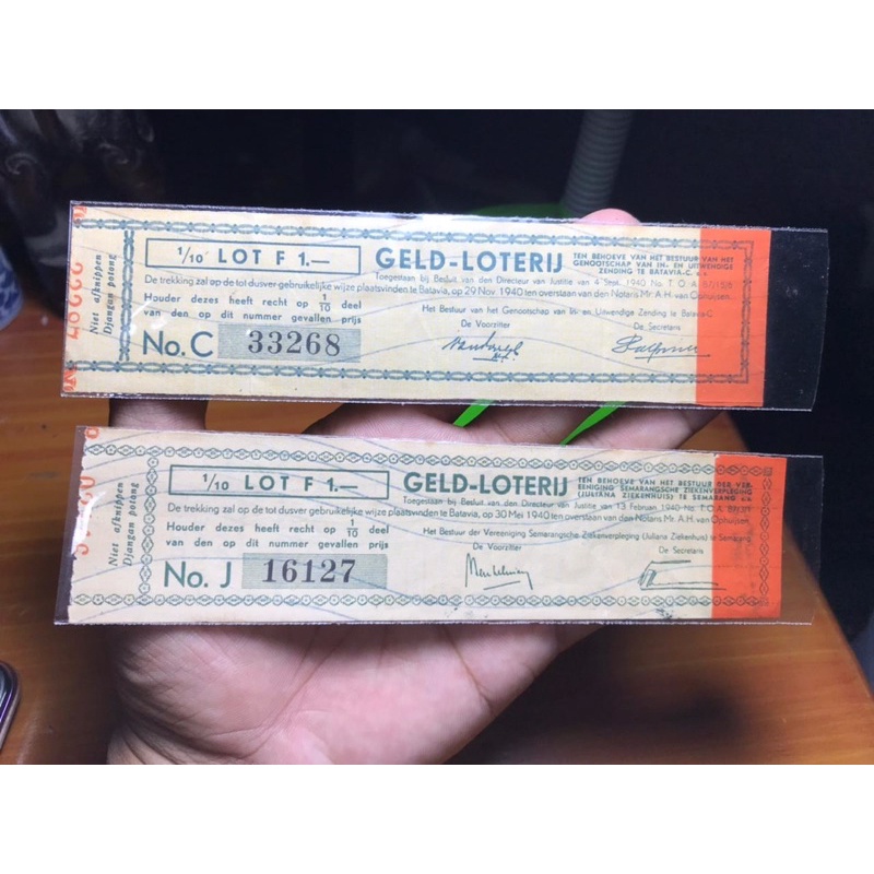 Jual Uang Kuno Kupon Geld Loterij Atau Lotre 1940 Borongan 2pcs ...