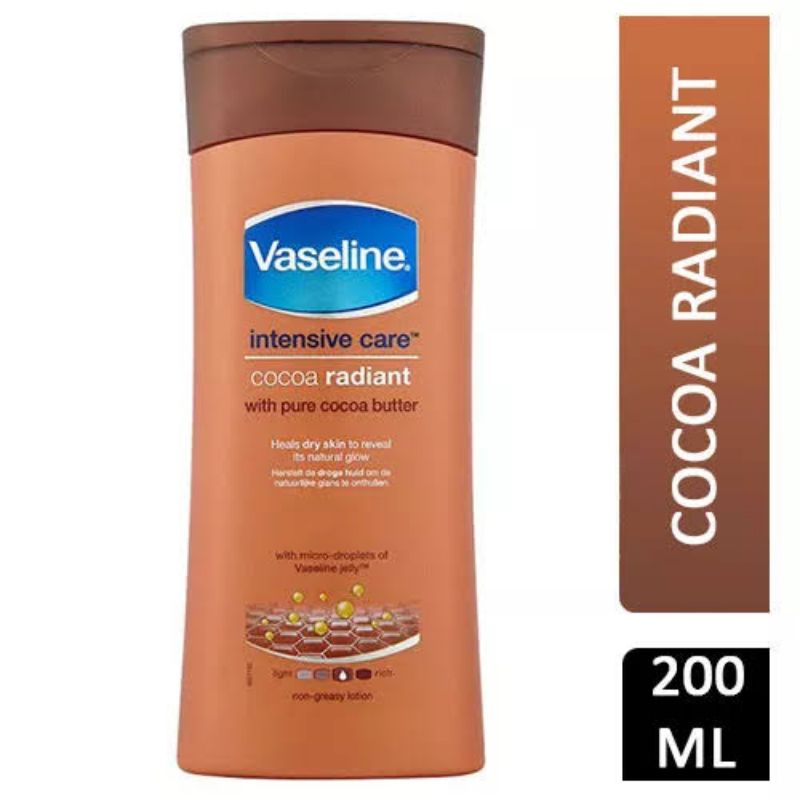 Jual Vaseline Intensive Care Cocoa Radiant 200 ml / Lotion | Shopee ...