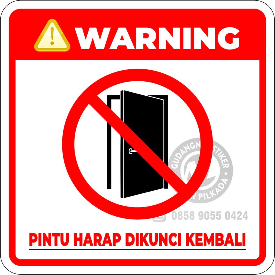Jual STIKER VYNIL MOHON PINTU DIKUNCI KEMBALI 15X15CM | Shopee Indonesia