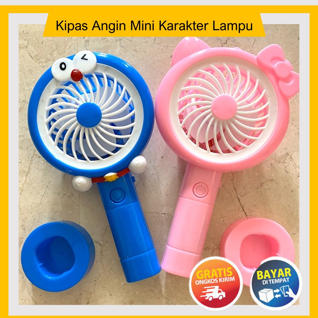 Jual Kipas Angin Mini Karakter Lampu/Kipas Genggam Mini Led/Kipas Angin ...