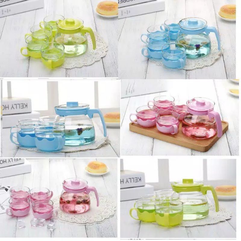 Jual TEAPOT GLASS/TEKO SET 5 IN 1 | Shopee Indonesia