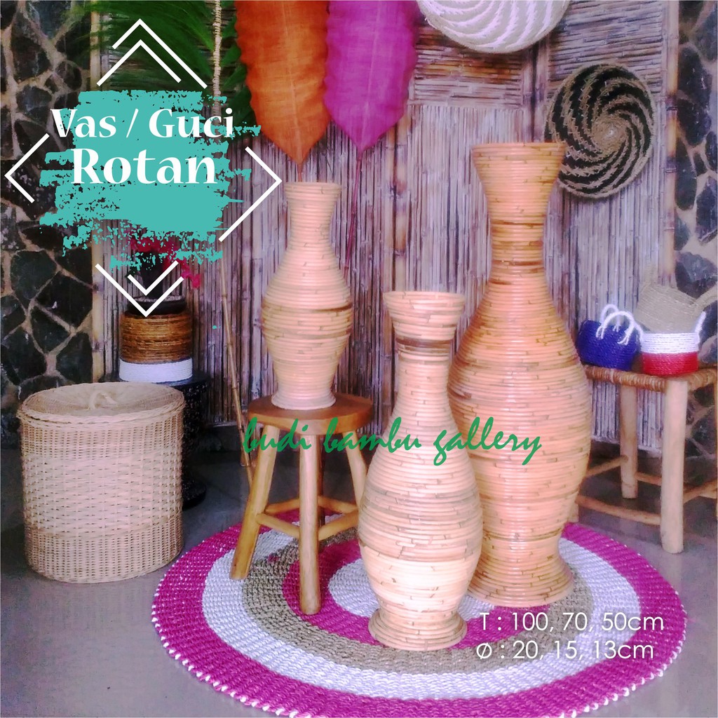 Jual Vas Bunga Rotan Tinggi 70cm Guci Rotan Vas Rotan Untuk Sudut ...