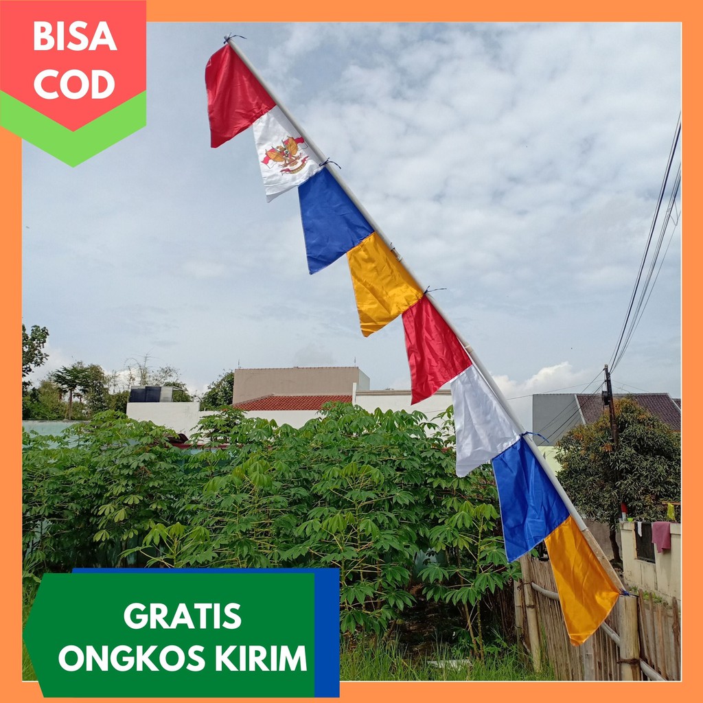 Jual Bendera Umbul Umbul Merah Putih Kain Veles Model Gergaji 8 Indonesia Murah | Shopee Indonesia