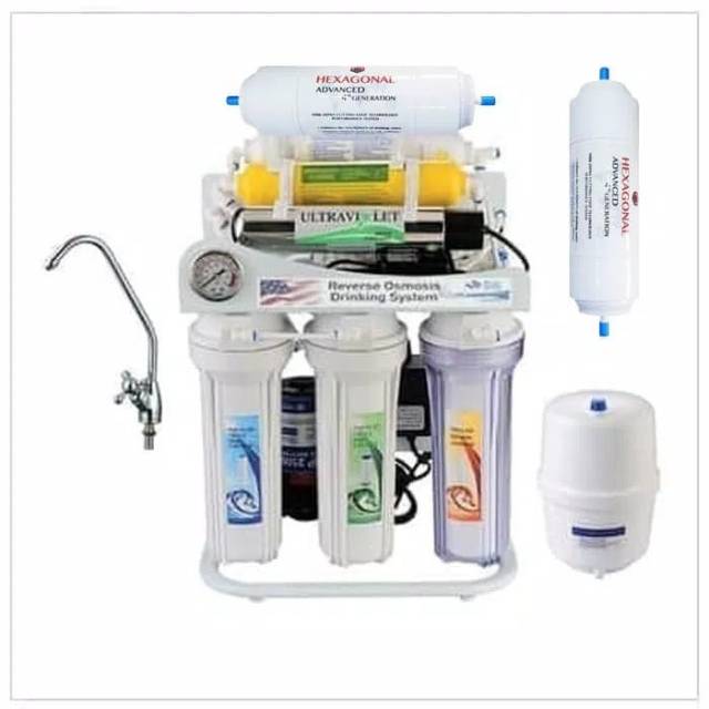 Jual MESIN RO 8 STAGE REVERSE OSMOSIS RO 100 GPD + HEXAGONAL + LAMPU UV ...