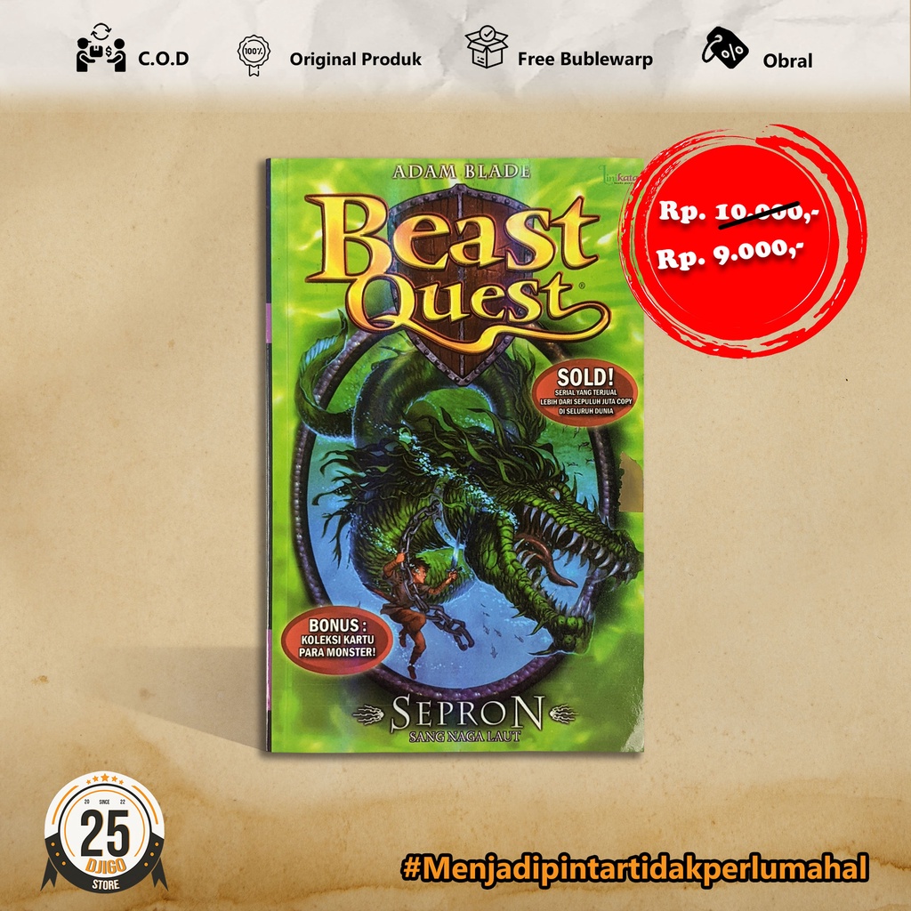 Jual Buku Novel Fantasi Murah : Beast Quest Sepron Sang Naga Laut ...