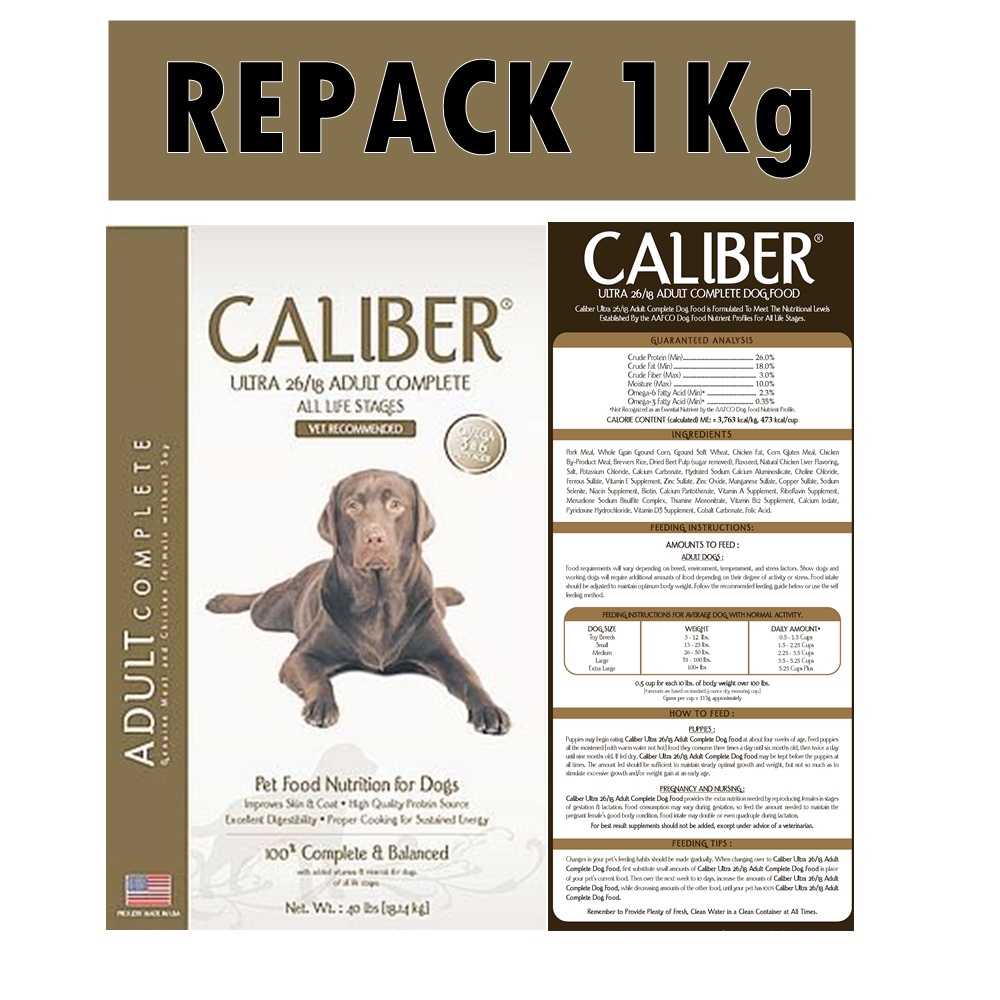 Jual Caliber Ultra Complete All Life 26/18 - Dog Food Super Premium 1kg ...