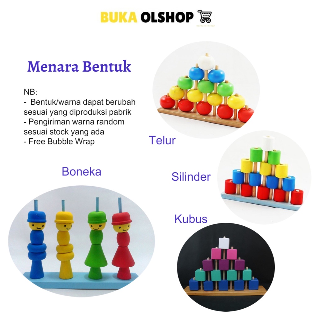 Jual Mainan Kayu Menara Bentuk Piramida | Shopee Indonesia