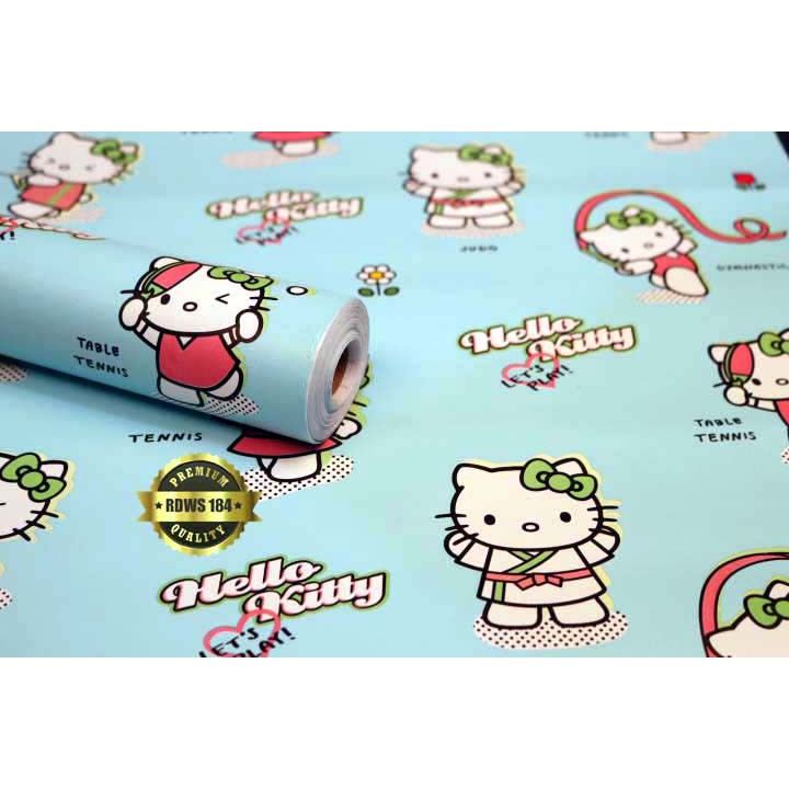 Jual Wallpaper sticker dinding Hello kitty biru (45cm x 10 m ...