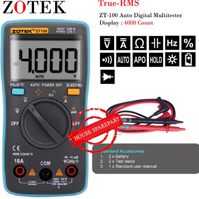 Jual AVOMETER DIGITAL ZOTEK ZT100 / MULTITESTER DIGITAL ZOTEK ZT 100 ...