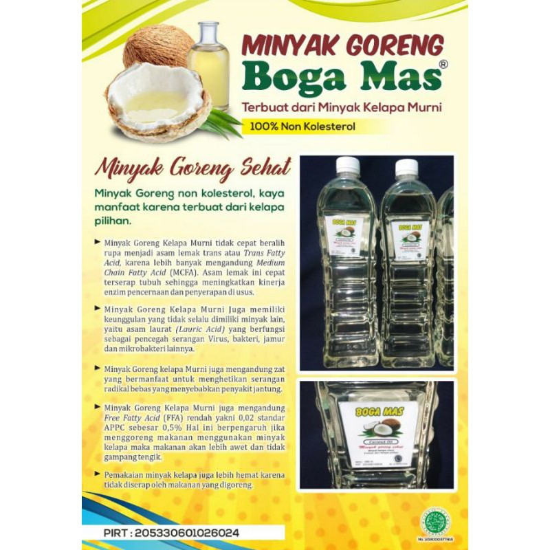 Jual Boga Mas Minyak Kelapa Coconut Oil Original 1 liter | Shopee Indonesia