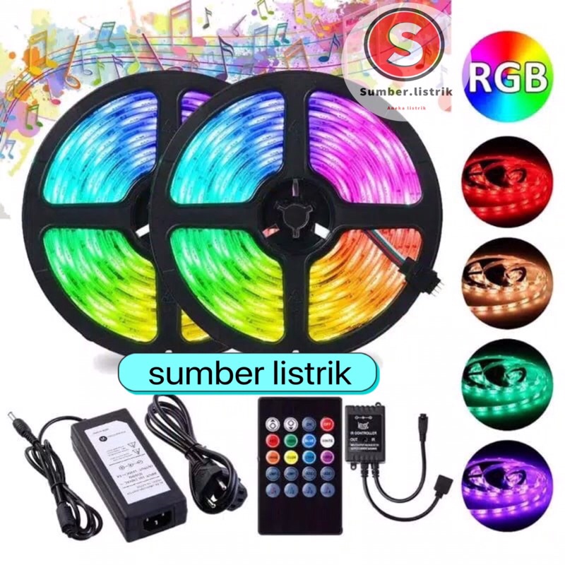 Jual LAMPU LED STRIP 5050 5M 10m RGB REMOT SENSOR MUSIC IP65 10M 20M AC ...