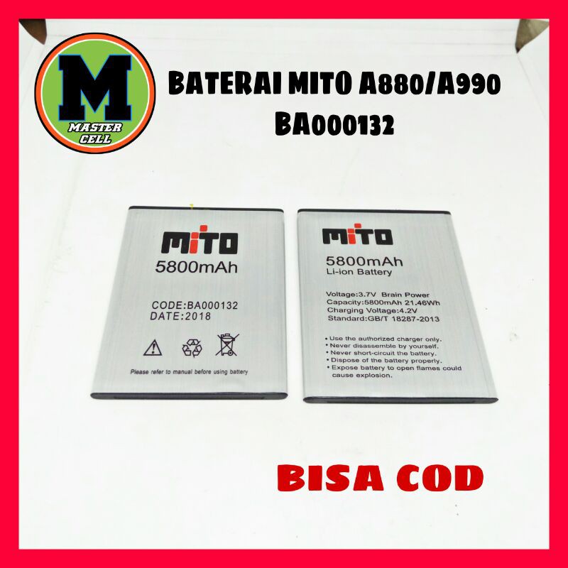 Jual BATERAI BATRE BATTERY MITO BA000132 BA00132 MITO A880 A990 ...