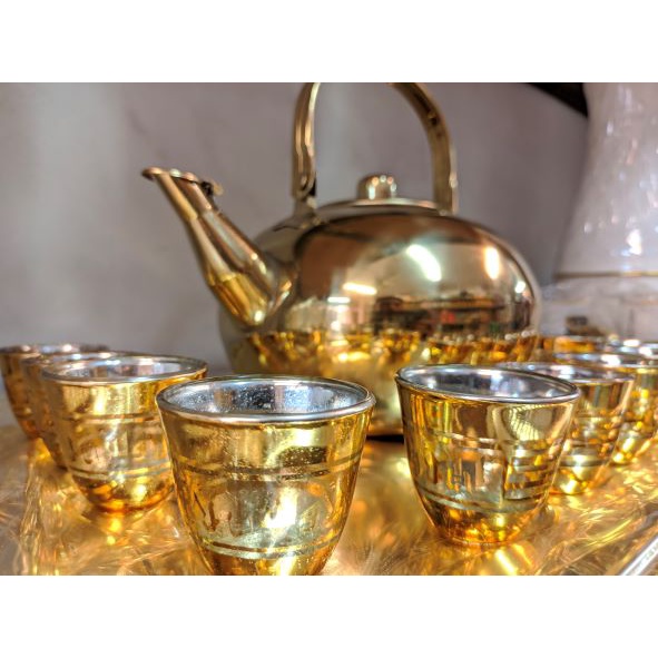 Jual Teko Set Stainless stell arab warna gold ukuran 1liter | Shopee ...