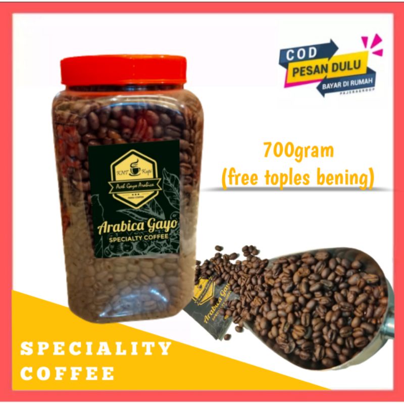 Jual kopi aceh arabika gayo speciality roastbean 700gram(free toples ...