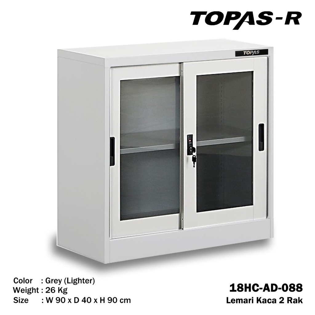 Jual Lemari Besi Penyimpanan 2 Rak Pintu Kaca Sliding Atau Geser ...
