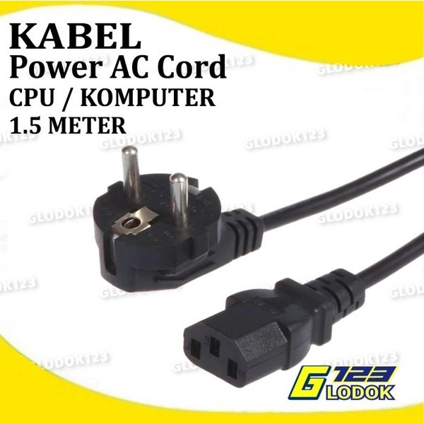 Jual Kabel Power AC Cord Listrik Komputer PC CPU Desktop Cable 3 Lubang Pin | Shopee Indonesia