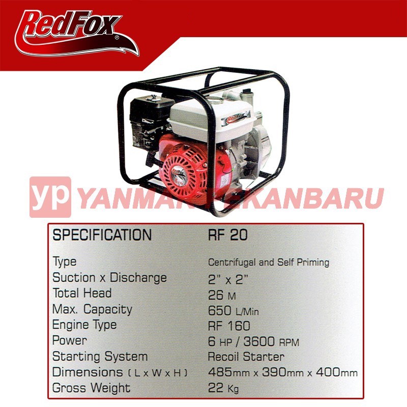Jual Mesin Pompa Air Alkon Irigasi Sawah / Water Pump 2" Inch RF 20 REDFOX | Shopee Indonesia
