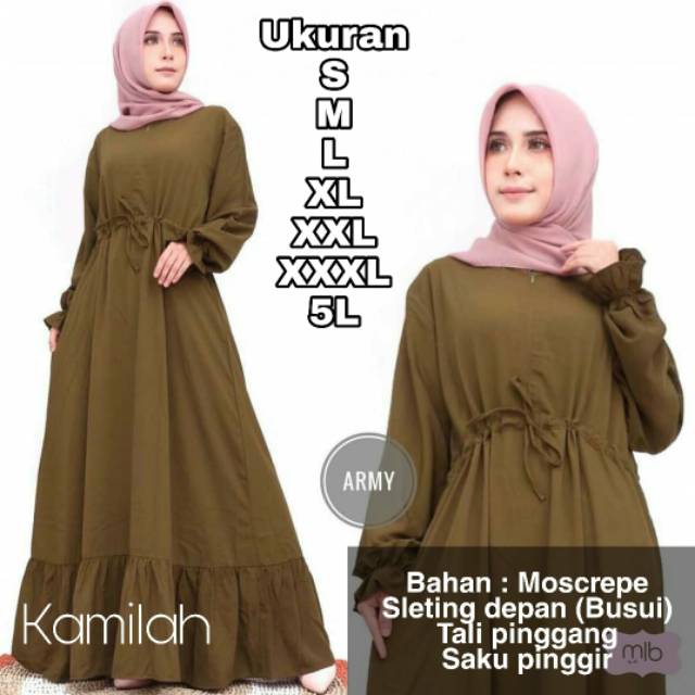 Jual Kamilah Dress Ukuran Size S M L XL 2XL 3XL 4XL XXL XXXL XXXXL 2L 3L 4L 5L Dress Wanita ...