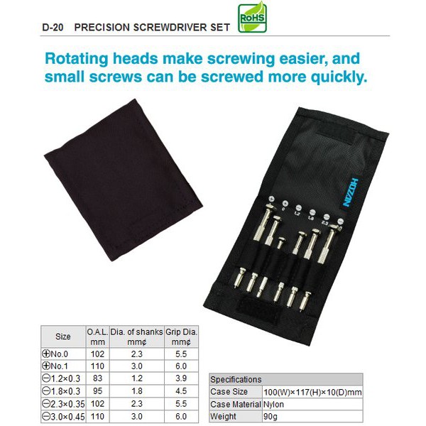 Jual Hozan D-20 Precision Screwdriver Set Obeng Jam Japan Asli Original Jepang lengkap ...