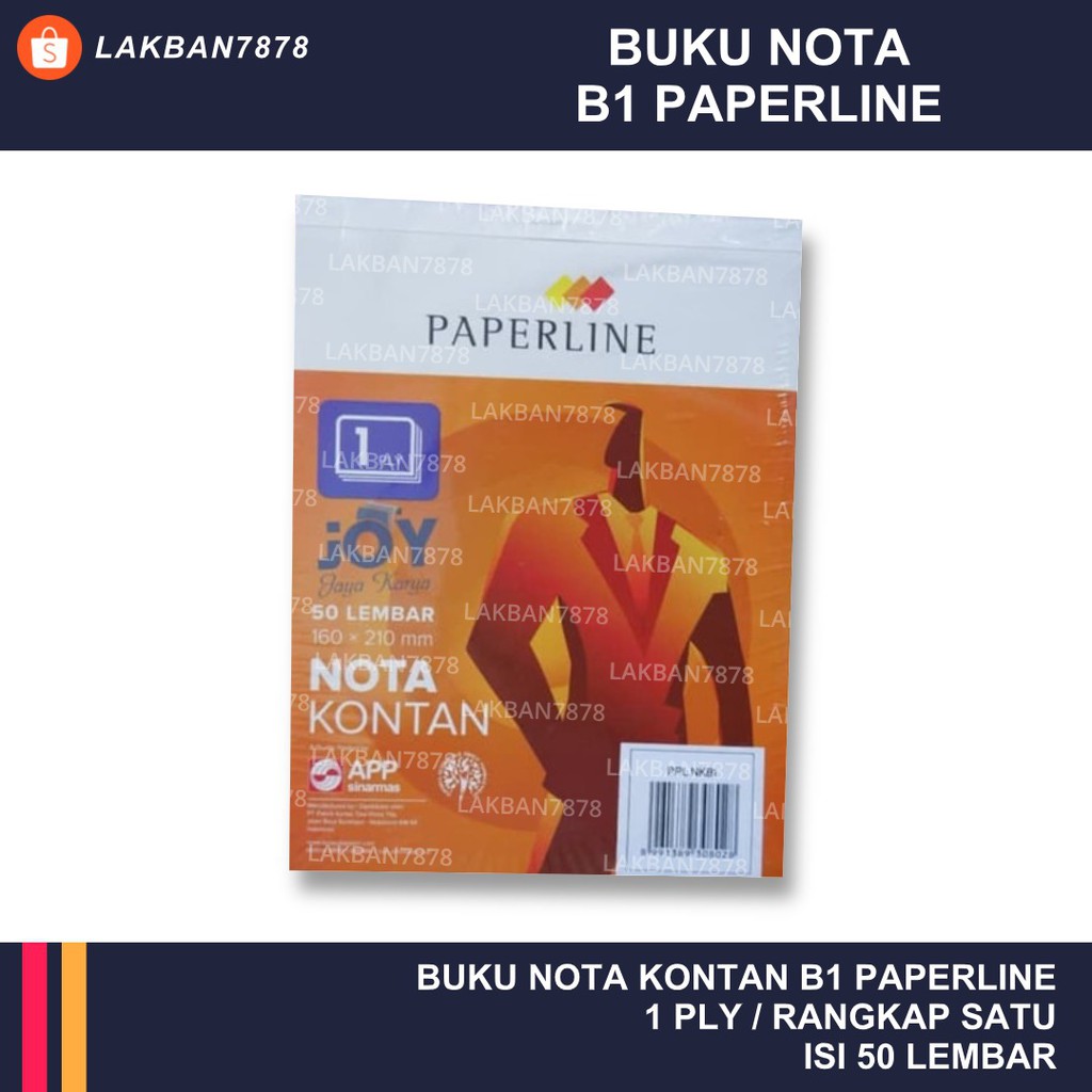 Jual Buku Nota Paperline B1 1 Rangkap / 1Ply Besar isi 50 Lembar ...
